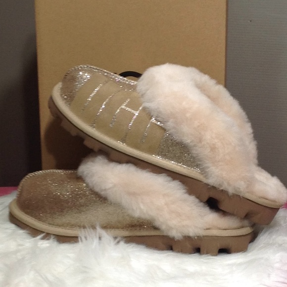 UGG | Shoes | Ugg Coquette Gold Sparkle Slippers | Poshmark